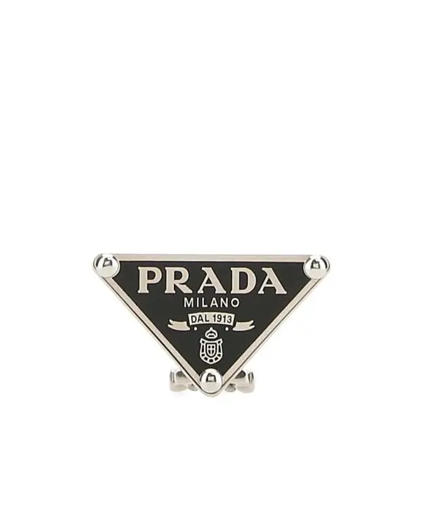 Prada Triangle Logo Earring - Black
