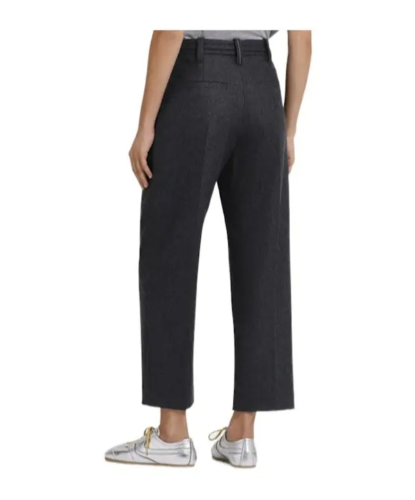 Brunello Cucinelli Cropped Wool Trousers With Belt Loops