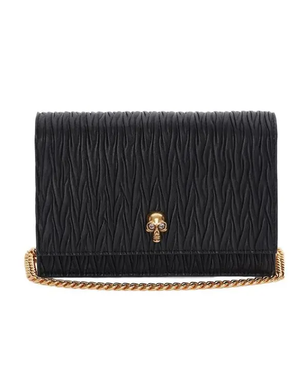 Alexander McQueen Textured Skull Embellished Shoulder Bag