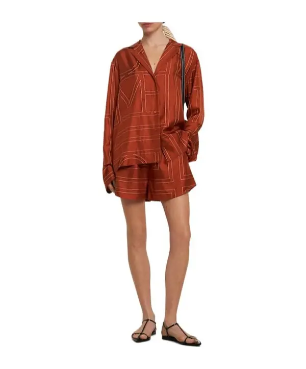 TOTEME Monogram Silk Pajama Shorts