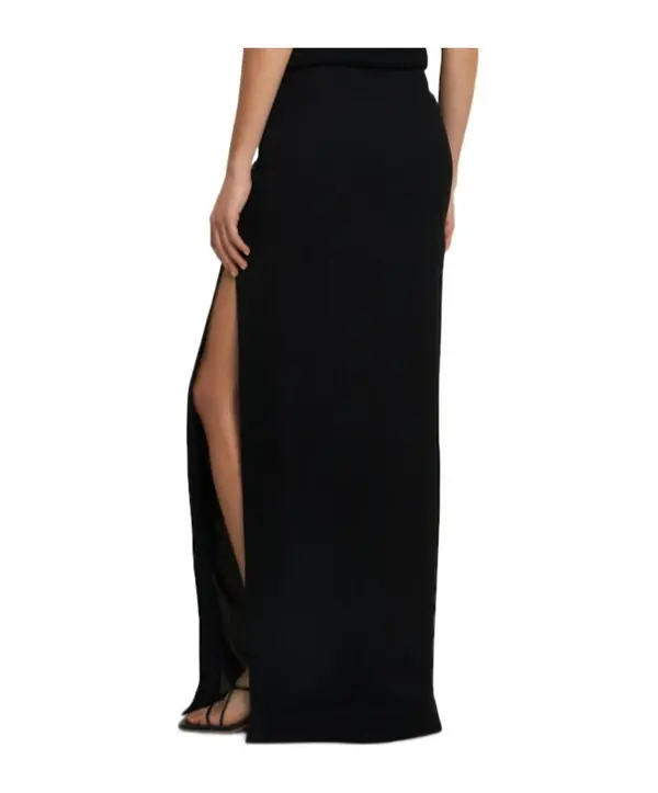 TOTEME High Slit Viscose Midi Skirt - Black