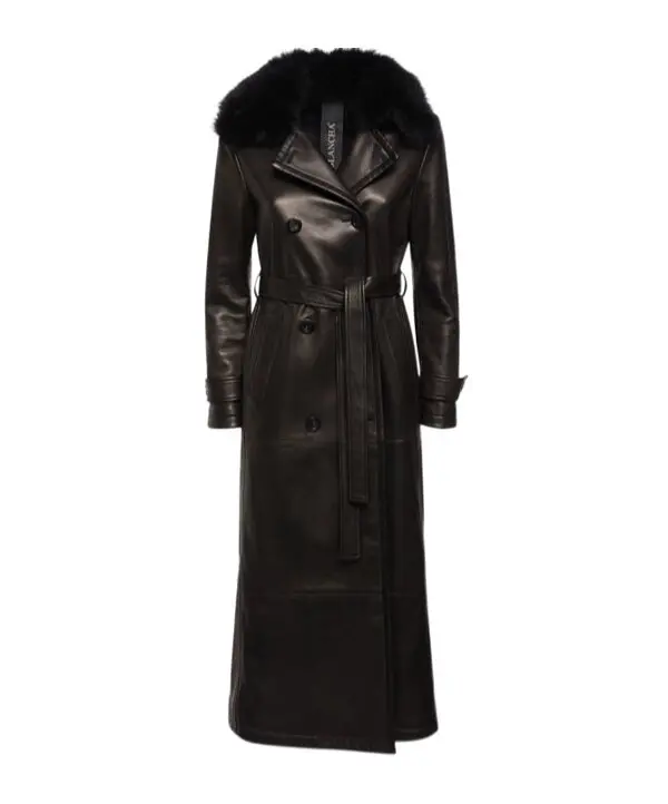 BLANCHA Leather Shearling Trench Coat