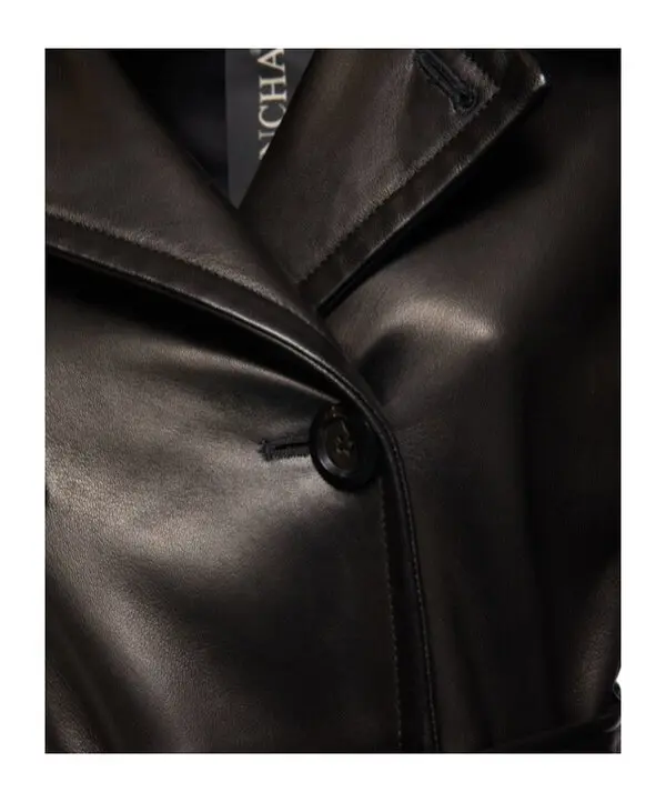 BLANCHA Leather Shearling Trench Coat