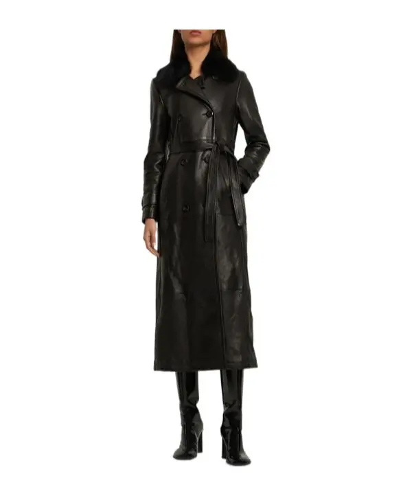 BLANCHA Leather Shearling Trench Coat