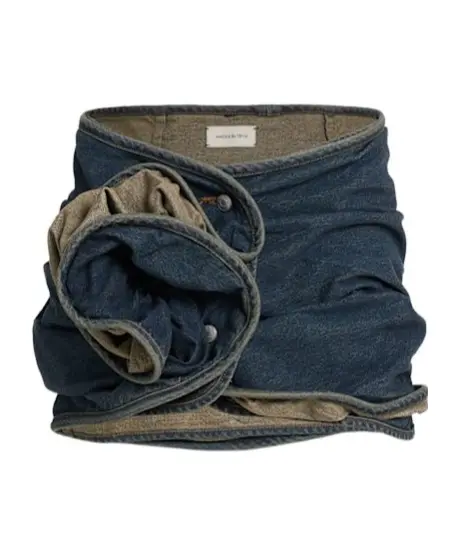 Magda Butrym Denim Mini Skirt With Rose Embellishment