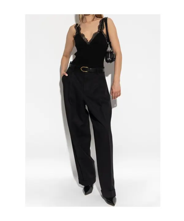 Blumarine Lace-detailed Ribbed Top