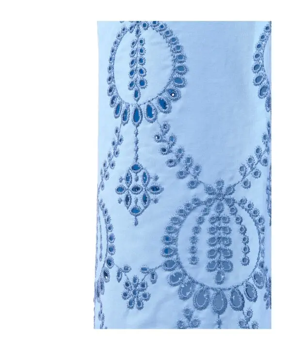 P.a.r.o.s.h Embroidered Wide-leg Cropped Pants With Cut-out Detailing - Light Blue