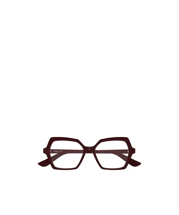 Alexander McQueen Geometric Frame Eyeglasses - Burgundy