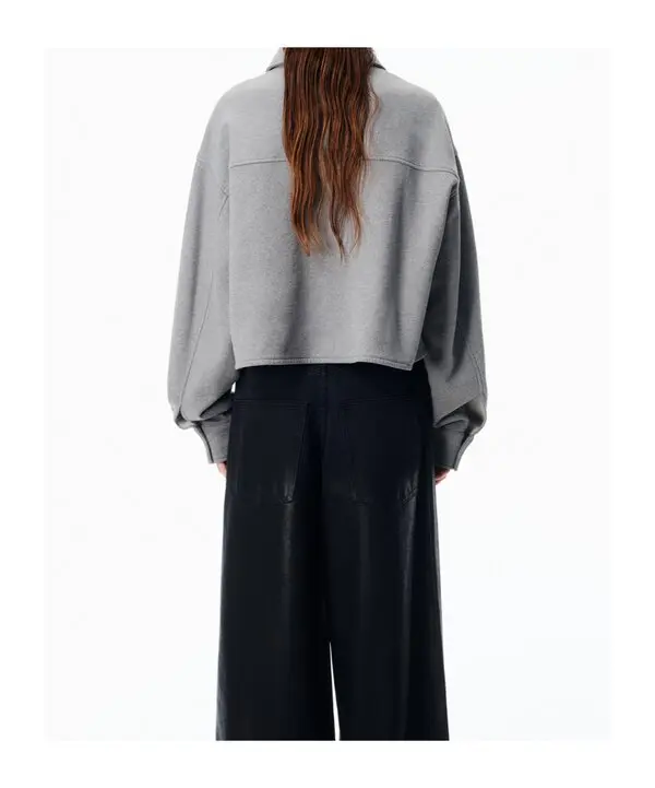 Alexander Wang Cropped Logo Embroidered Button-down Shirt