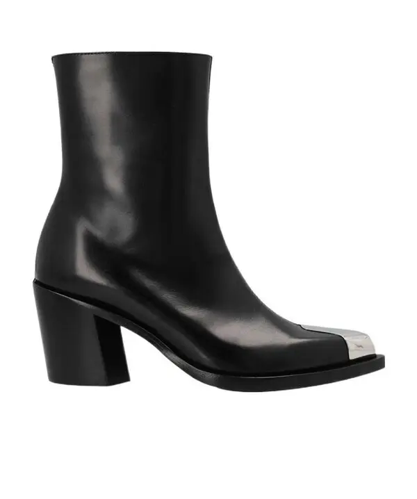 Alexander McQueen Pointed Toe Metal Cap Boots