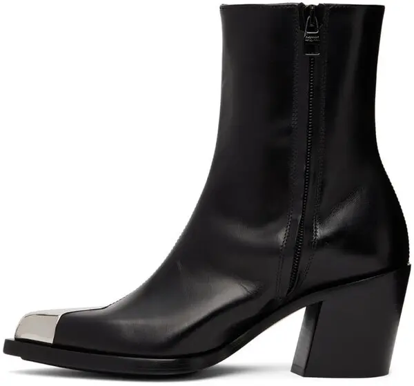 Alexander McQueen Pointed Toe Metal Cap Boots