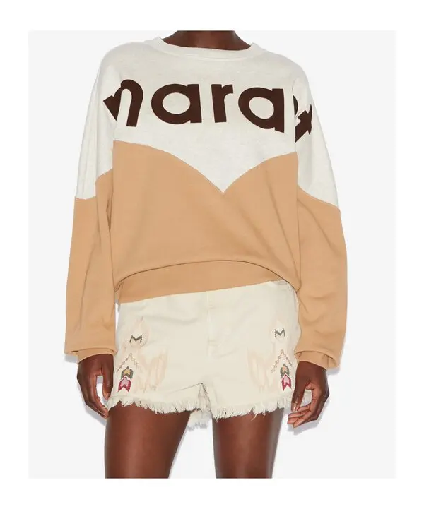 Isabel Marant Étoile Crewneck Sweatshirt With Flocked Logo - Beige/camel