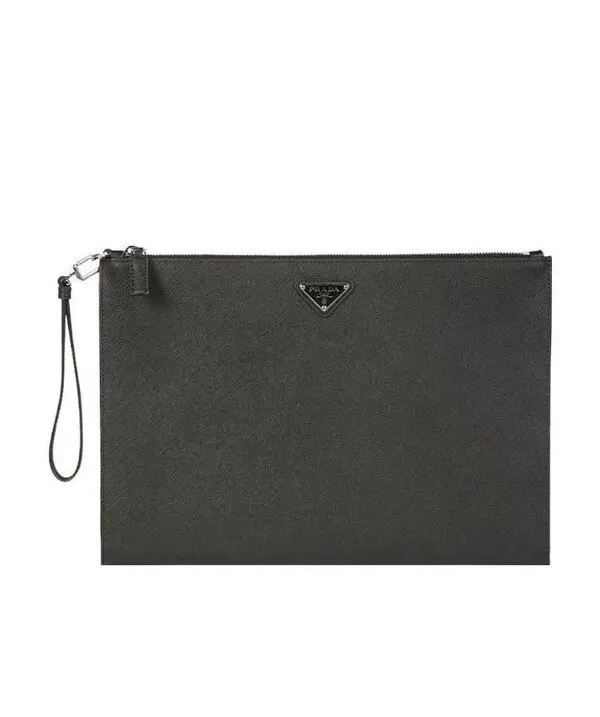 Prada Saffiano Leather Pouch - Black