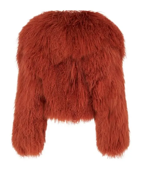 Attico Mongolian Fur Short Coat - Red