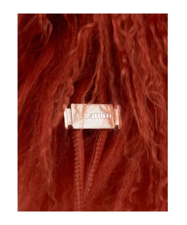 Attico Mongolian Fur Short Coat - Red