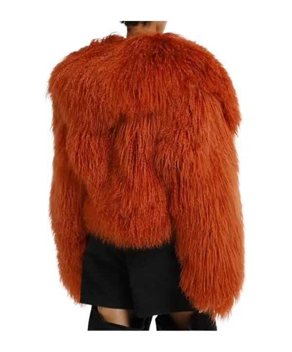 Attico Mongolian Fur Short Coat - Red