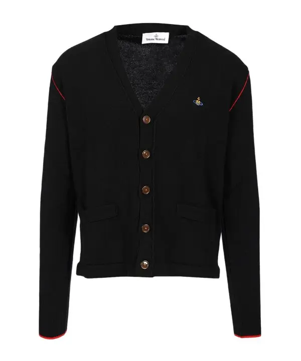 VIVIENNE WESTWOOD V-neck Cardigan With Embroidered Orb Logo