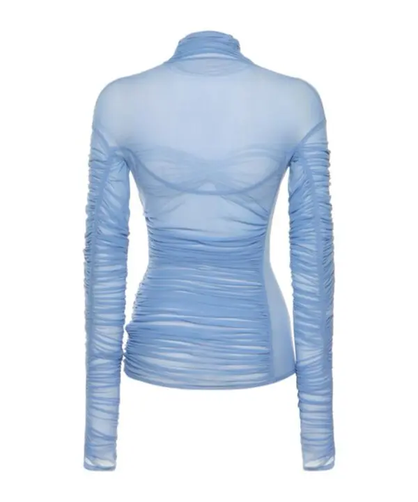 MUGLER High Neck Long Sleeve Blouse