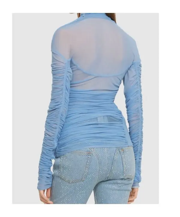 MUGLER High Neck Long Sleeve Blouse
