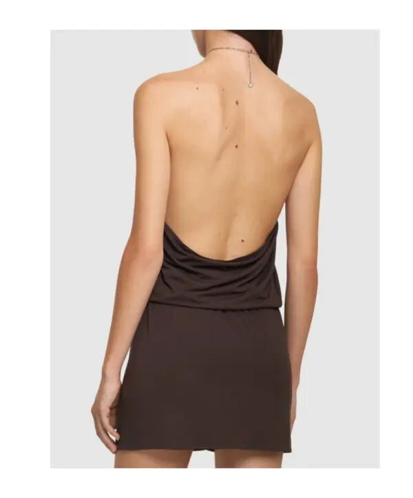 Attico Neck-hanging Knitted Mini Dress With Chain Belt