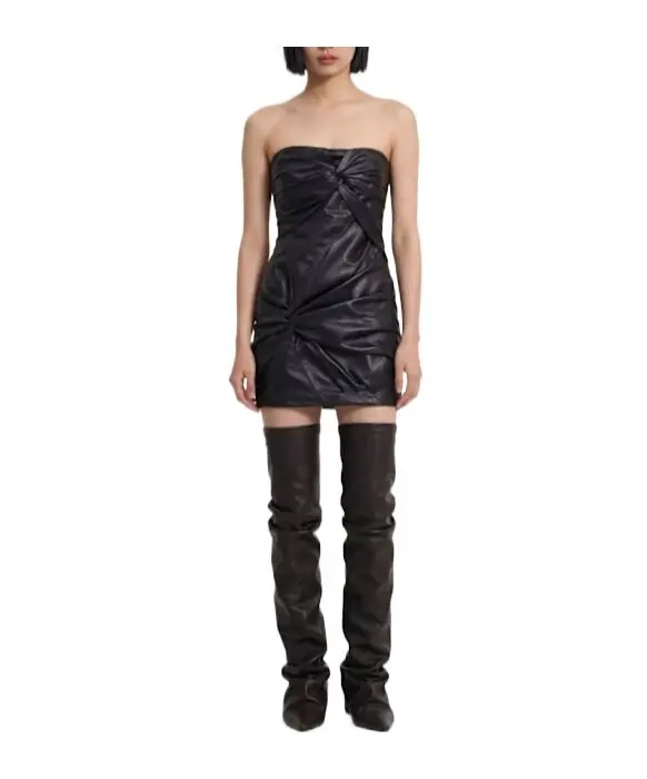Attico Leather Strapless Mini Dress
