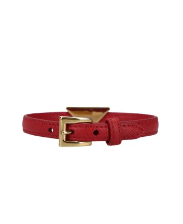 Prada Triangle-logo Leather Bracelet