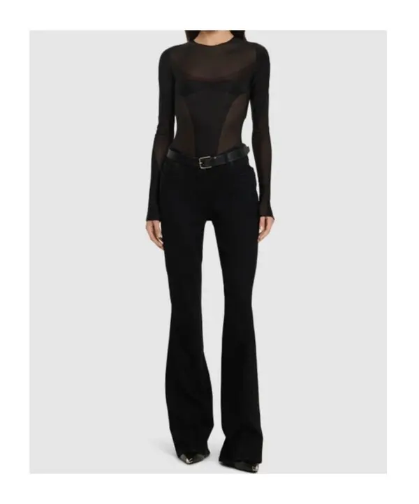 MUGLER Long Sleeve Mesh Bodysuit