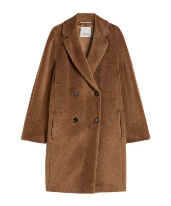 Max Mara Roseto Double Breasted Midi Coat - Camel