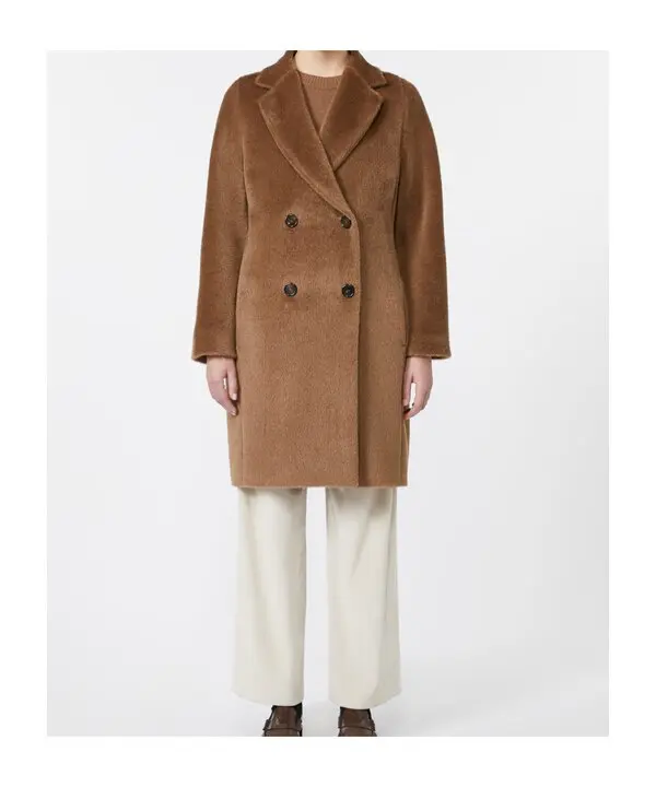 Max Mara Roseto Double Breasted Midi Coat - Camel