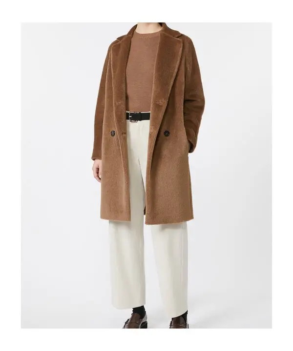 Max Mara Roseto Double Breasted Midi Coat - Camel