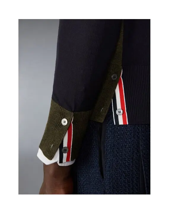 Thom Browne Colour-block Knit Cardigan With 4-stripe Detail