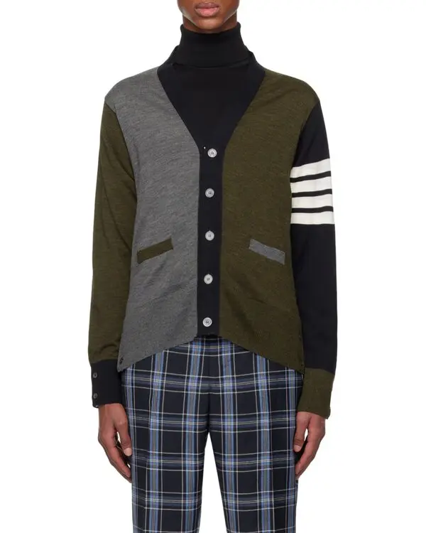 Thom Browne Colour-block V-neck Cardigan With Signature Stripes - Multicolor