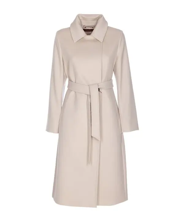 Max Mara Belted Long-sleeved Coat - Beige