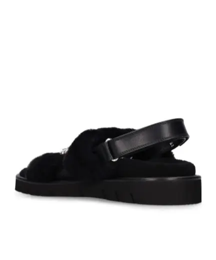 ROGER VIVIER Embellished Fur Slingback Sandals