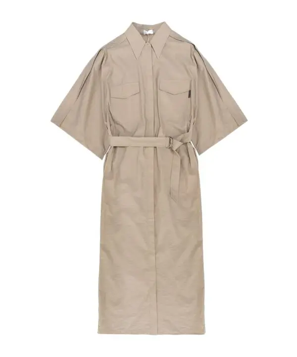 Brunello Cucinelli Collared Belted Dress - No