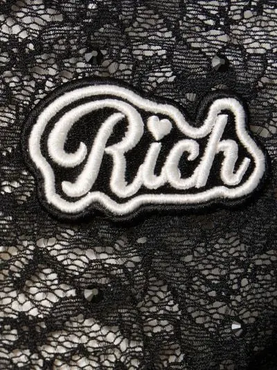 Alessandra Rich Lace Top With Crystal Embellishments
