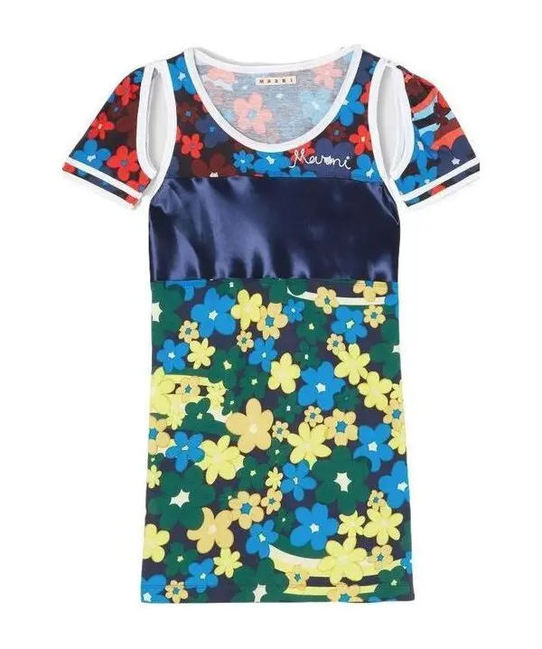 Marni Contrast Panel Floral Print T-shirt
