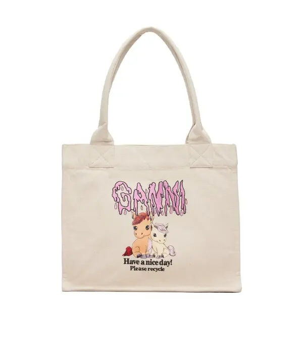 GANNI Printed Canvas Large Tote