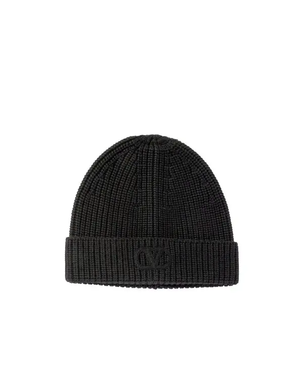 Valentino Garavani Vlogo Knitted Beanie - Black