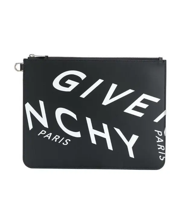 Givenchy Split Logo Print Clutch - Black