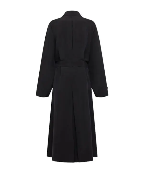 THE ROW Belted Silk Long Coat - Black