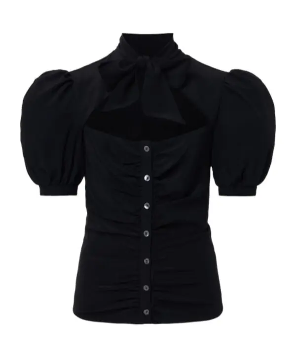 Alessandra Rich Short-sleeved Bow Detail Shirt