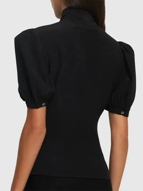 Alessandra Rich Short-sleeved Bow Detail Shirt