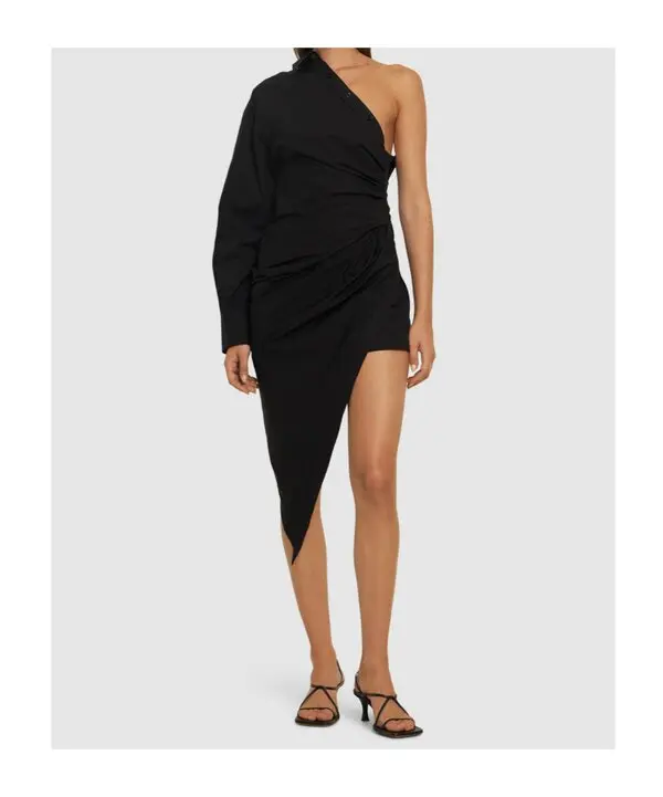 Alexander Wang Asymmetrical Pleated Poplin Dress
