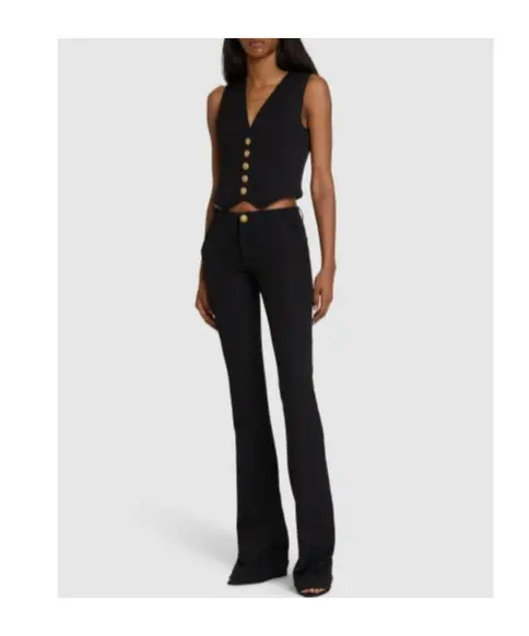 Balmain Logo Button Flare Pants