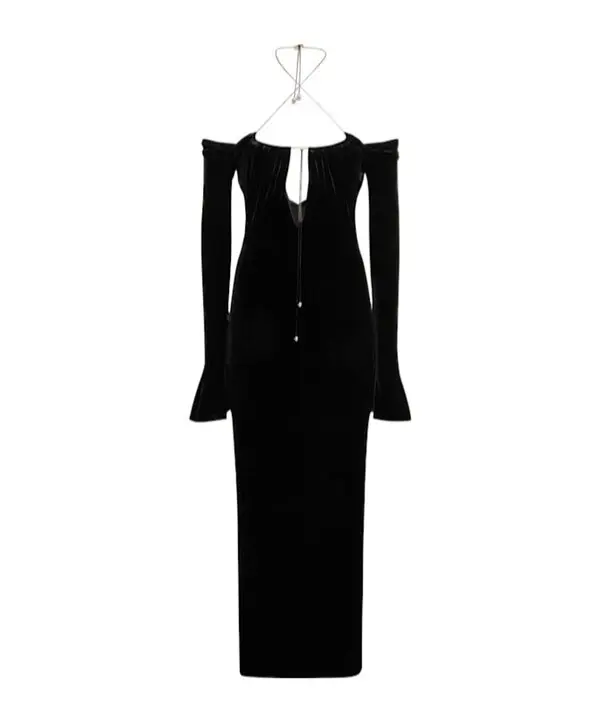 16Arlington Velvet Dress With Cutout Detail - Black