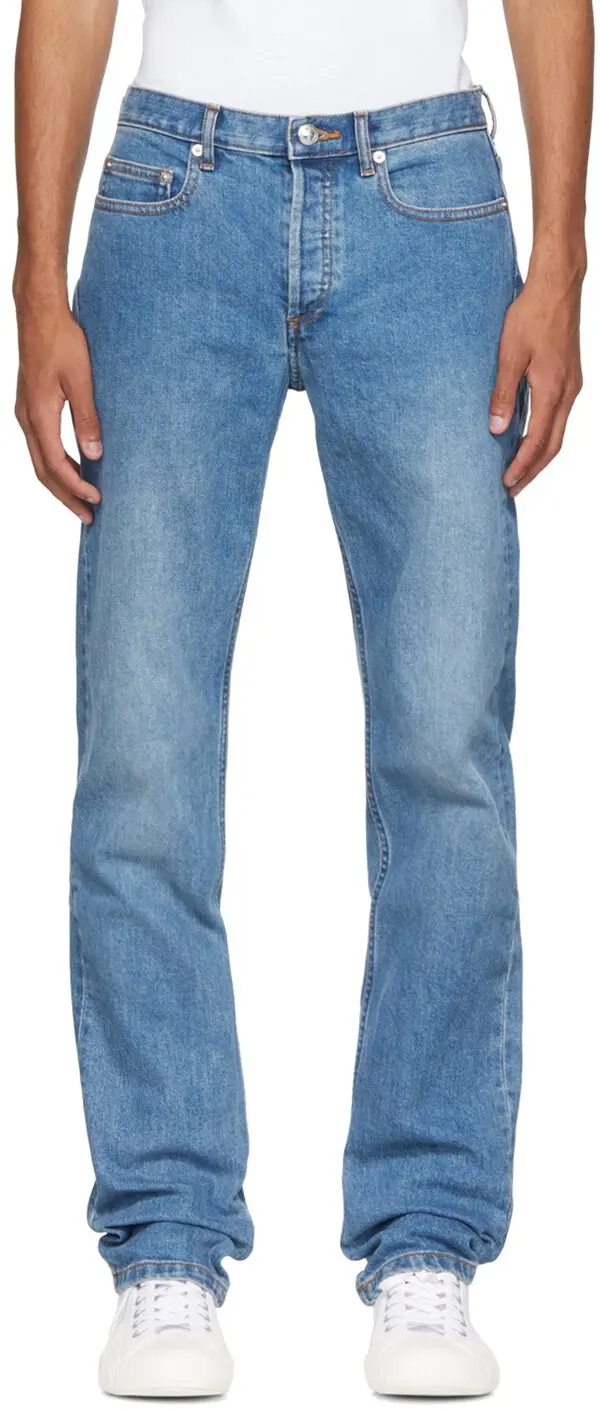 A.p.c. Mid-waist Washed Effect Straight Leg Jeans