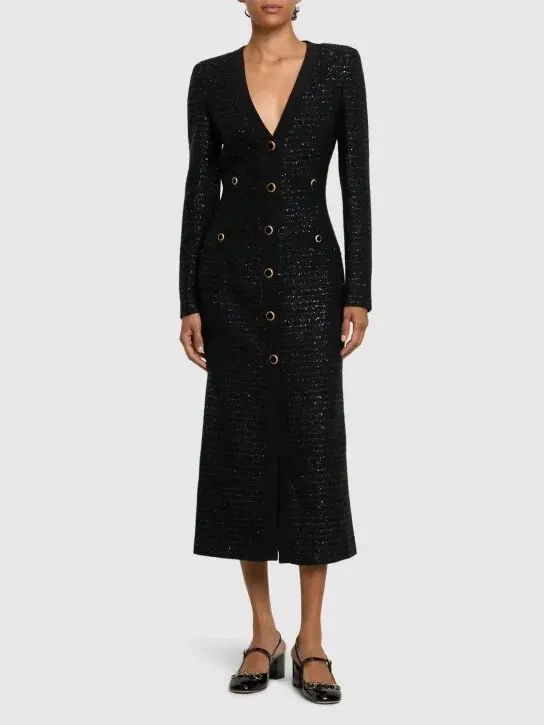 Alessandra Rich Sequined Tweed Button-front Dress