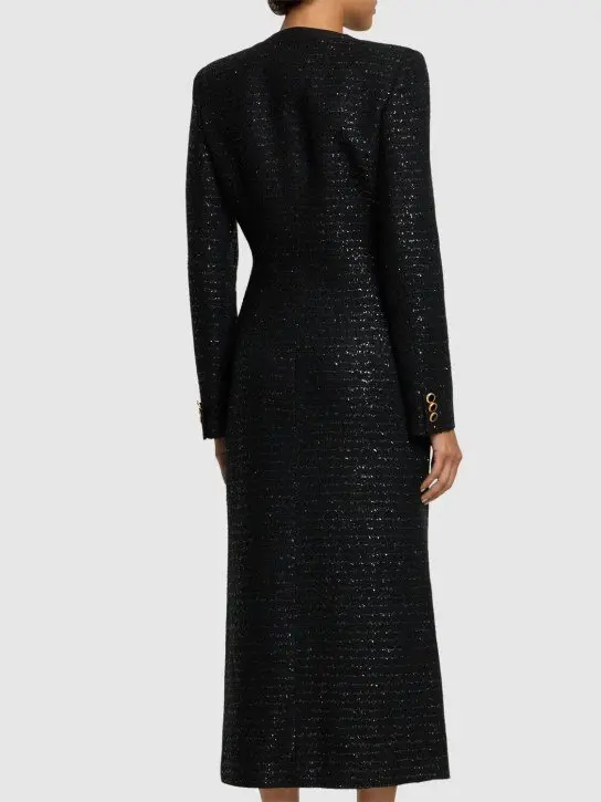 Alessandra Rich Sequined Tweed Button-front Dress