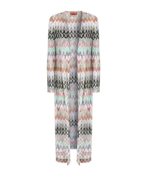 Missoni Zigzag Long Cardigan - Greenish-brown